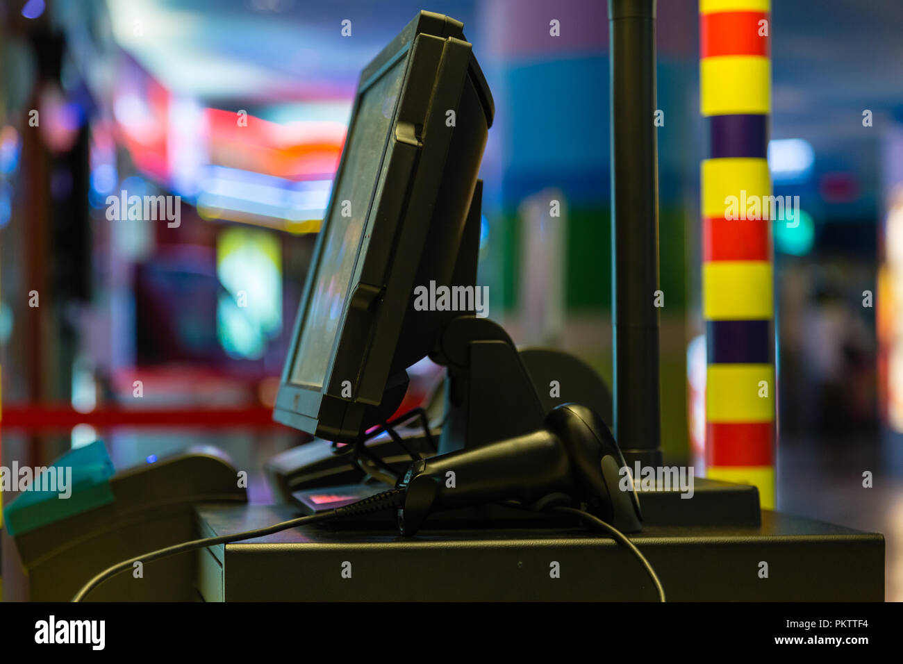 Electronic point of sale machine with colorful background Stock Photo ...