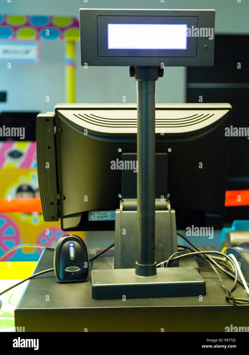 Electronic point of sale machine with colorful background Stock Photo ...