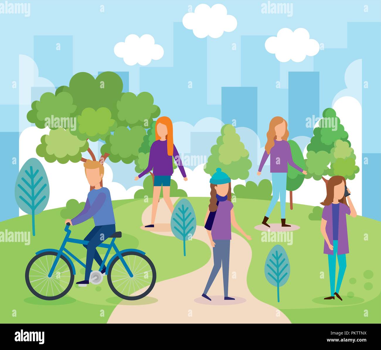 group of people on the park Stock Vector Image & Art - Alamy
