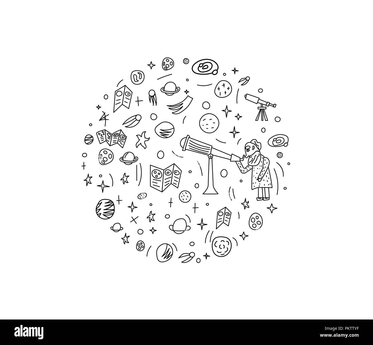 Astronomer watching the moon illustration hi-res stock photography and ...