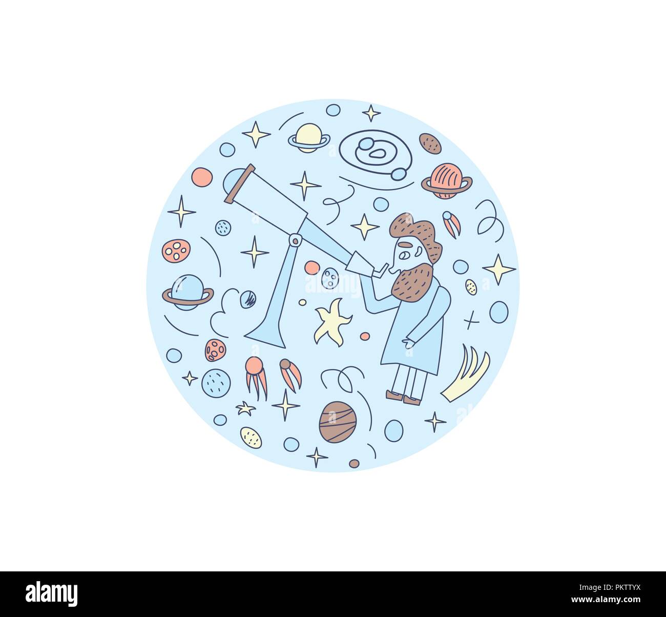 Vector round design of astronomer and astronomic objects Stock Vector ...