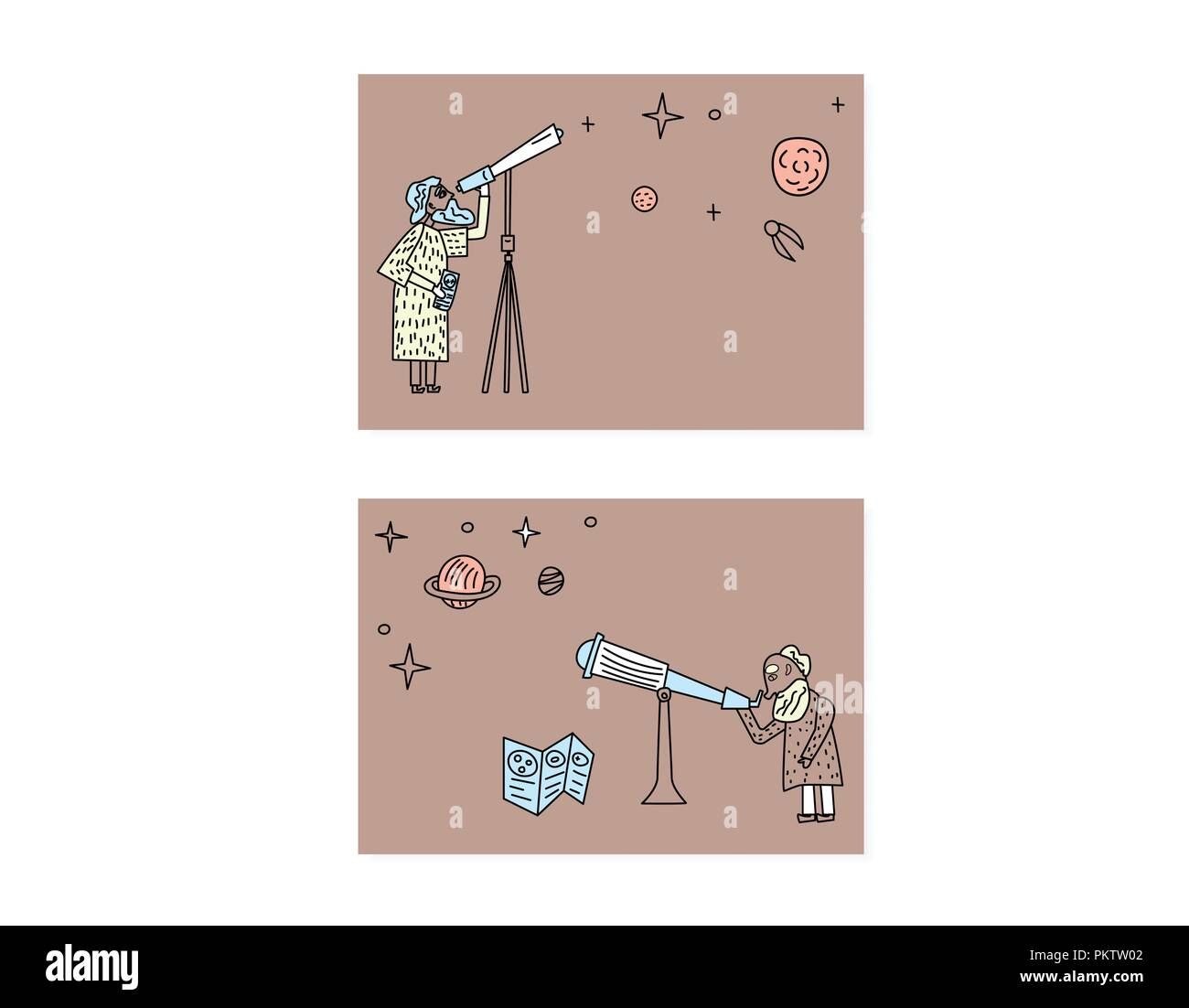 Vector design of astronomer and astronomic objects cards Stock Vector ...