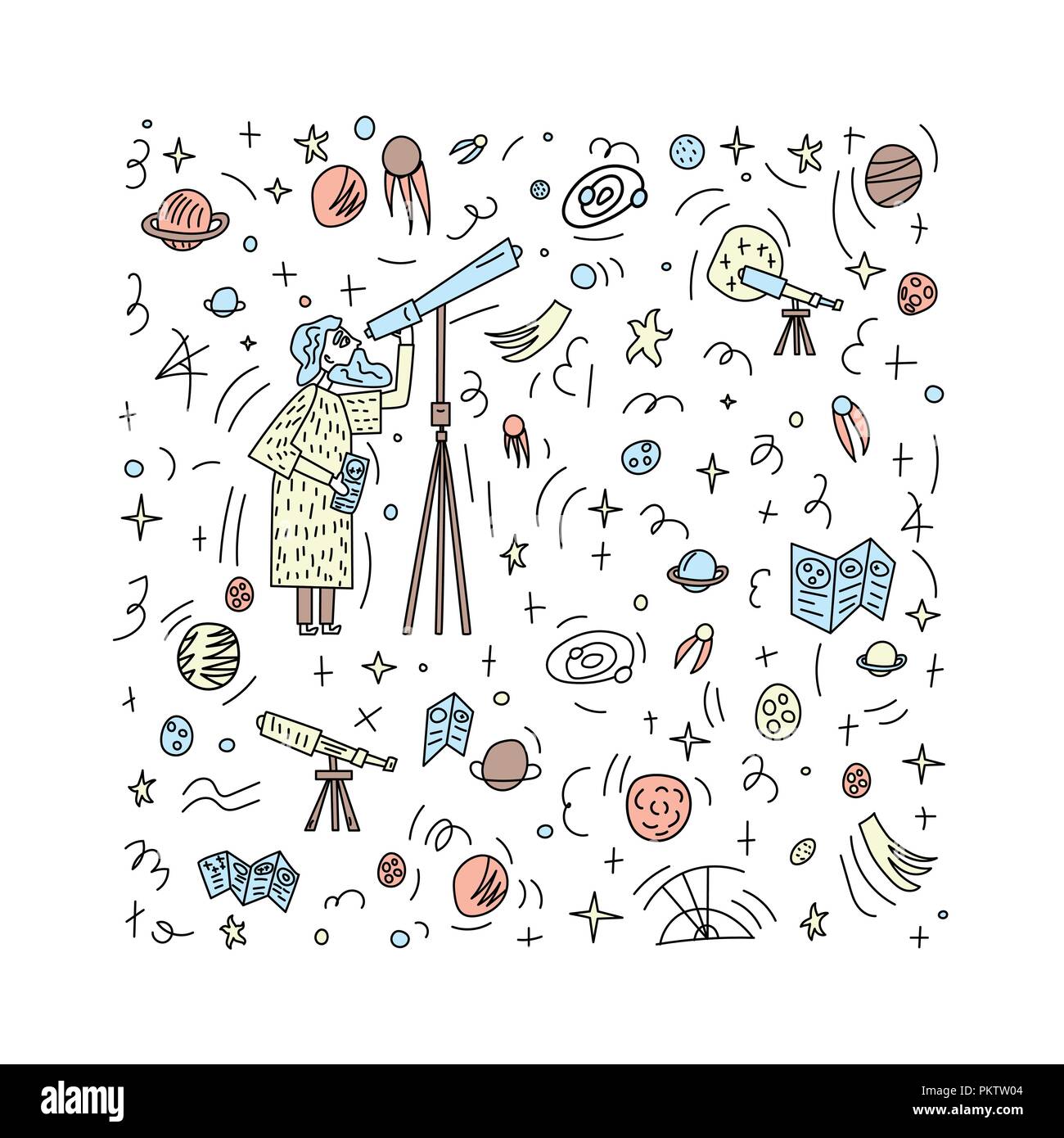 Vector design of astronomer and astronomic objects Stock Vector Image ...