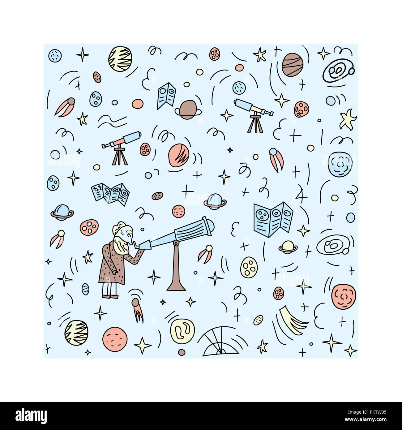 Vector design of astronomer and astronomic objects Stock Vector Image ...