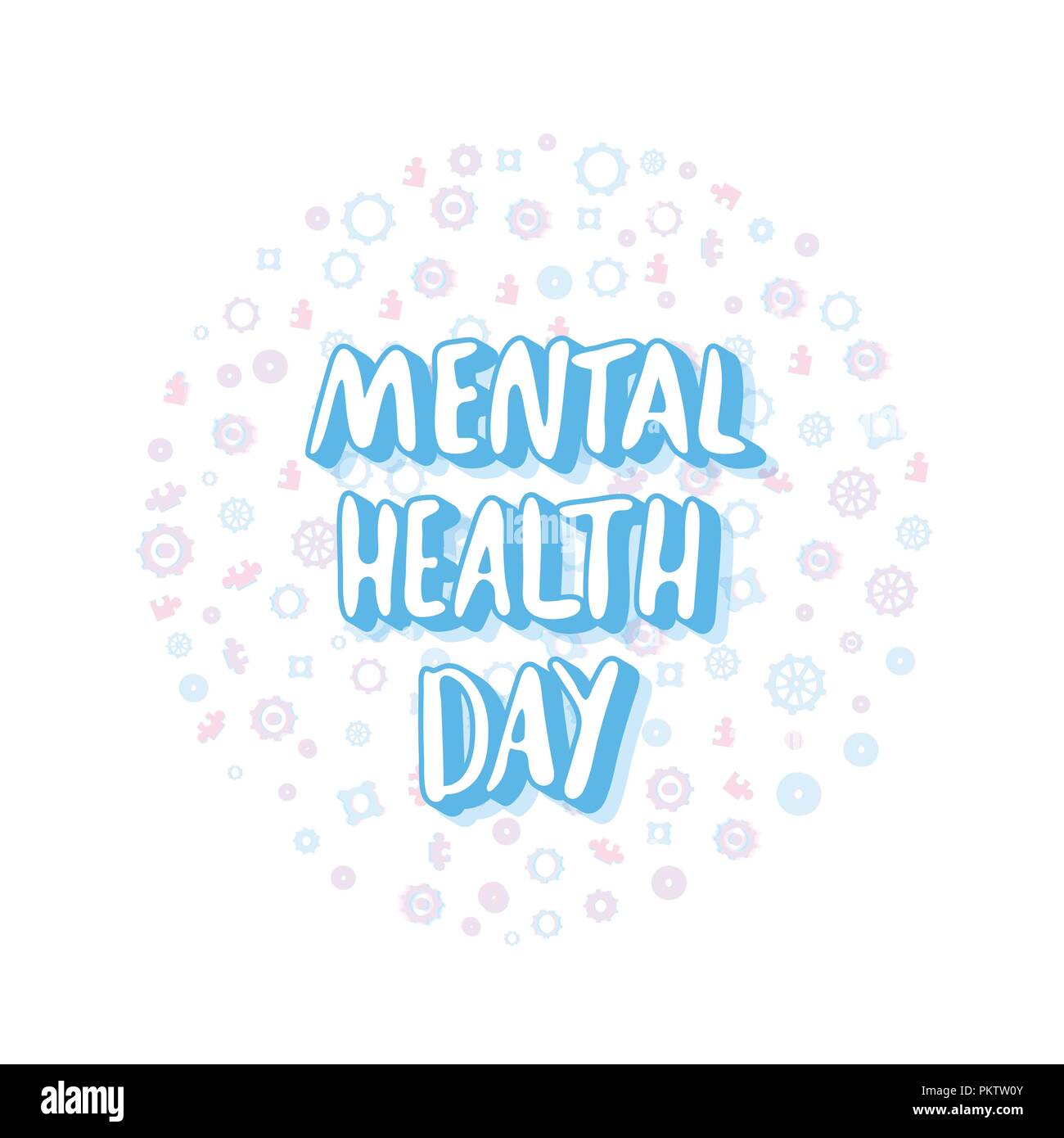 Mental Health Day. Vector handwritten lettering with decoration ...