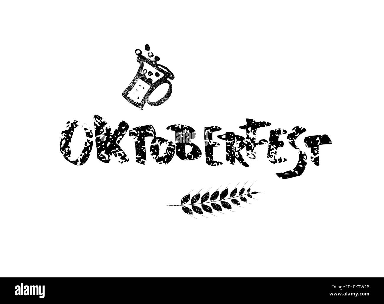 Oktoberfest lettering composition. Handwritten retro text with beer mug ...