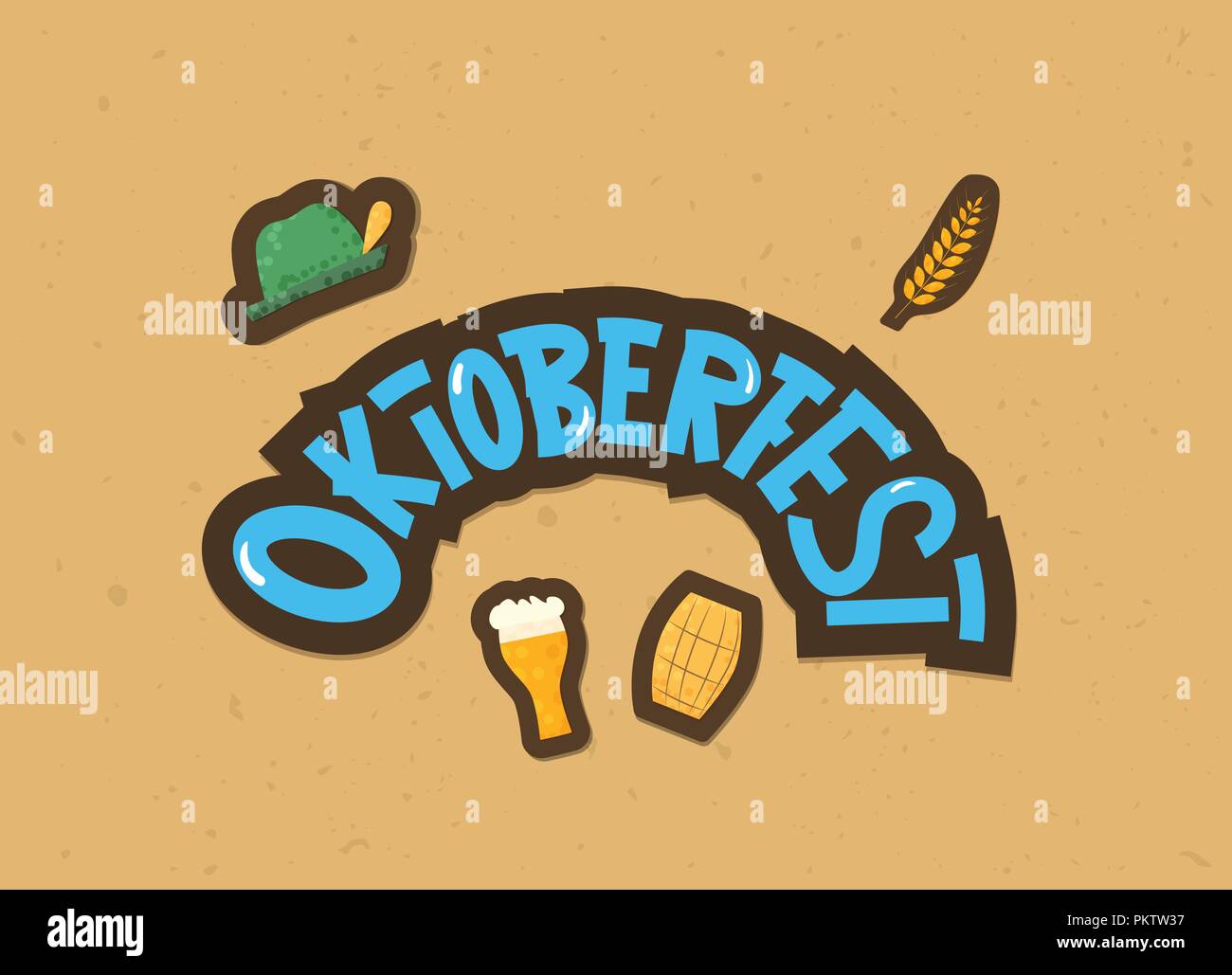 Oktoberfest lettering composition. Handwritten text with sticker beer ...