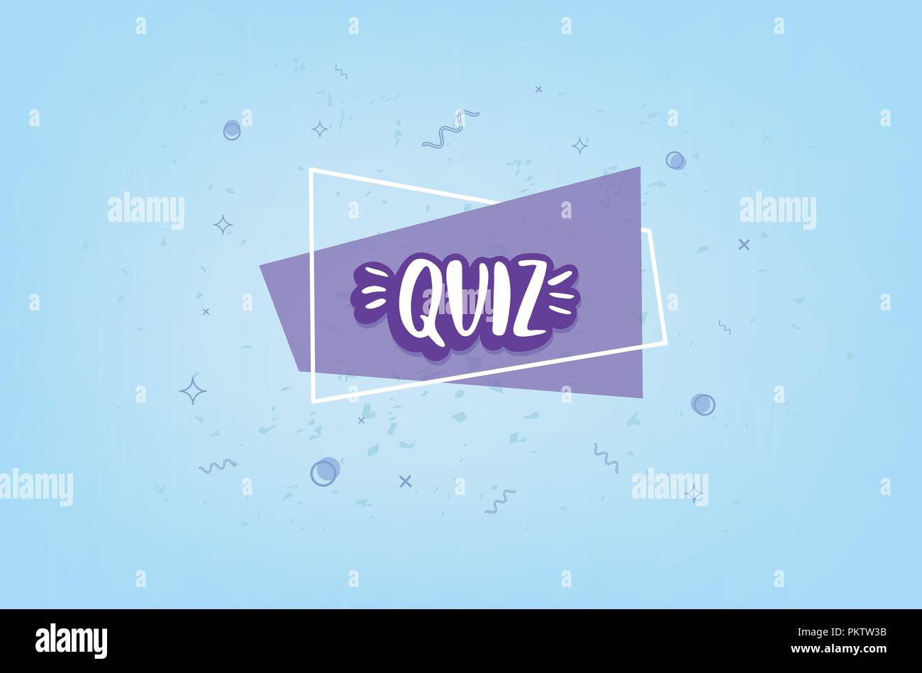 Quiz sticker. Handwritten lettering with geometric composition ...