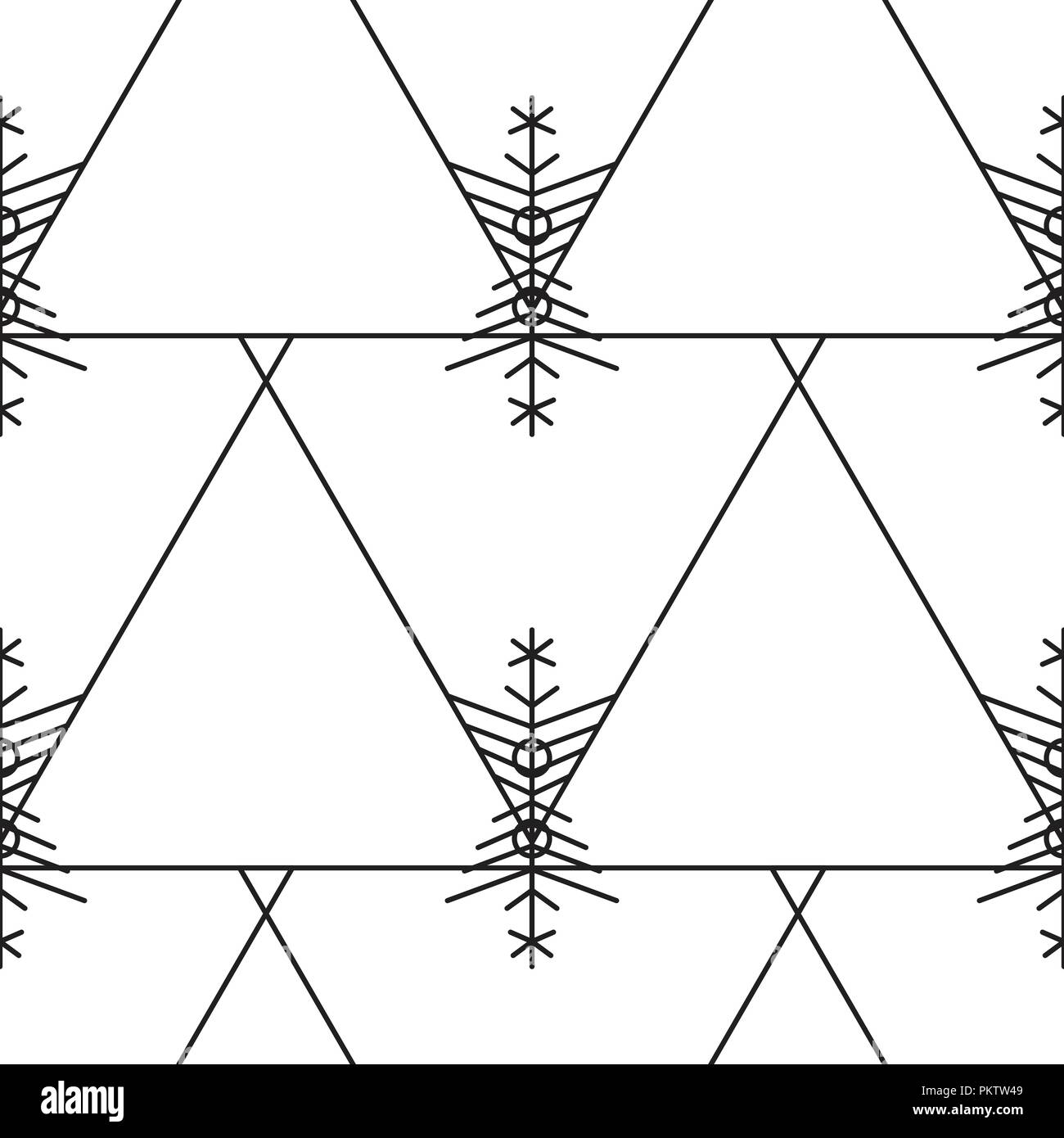 Seamless symmetrical pattern with a triangles, thin black lines, white background Stock Vector ...