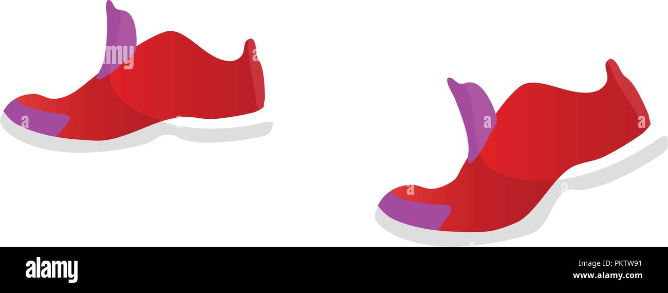 Two running red shoes isolated on white background Stock Vector Image ...