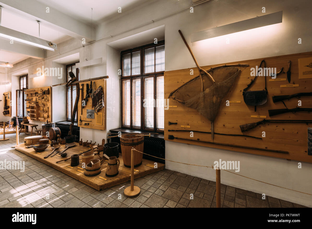 Zakopane, Poland - Sept 14, 2018: Traditional agricultural hand tools ...