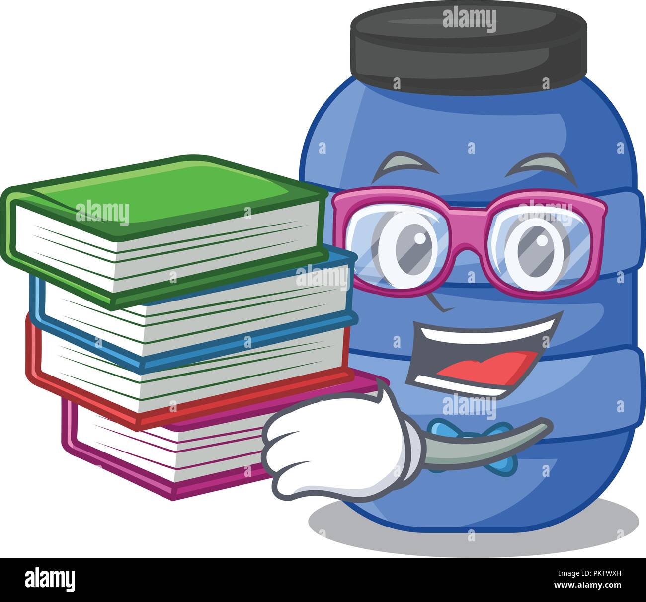 Student with book plastic barrel container for fish cartoon Stock ...