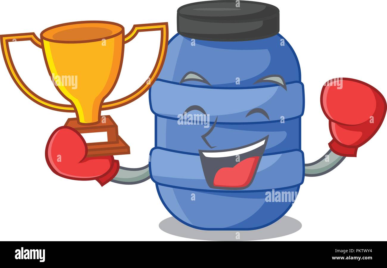 Boxing winner plastic barrel container for fish cartoon Stock Vector ...