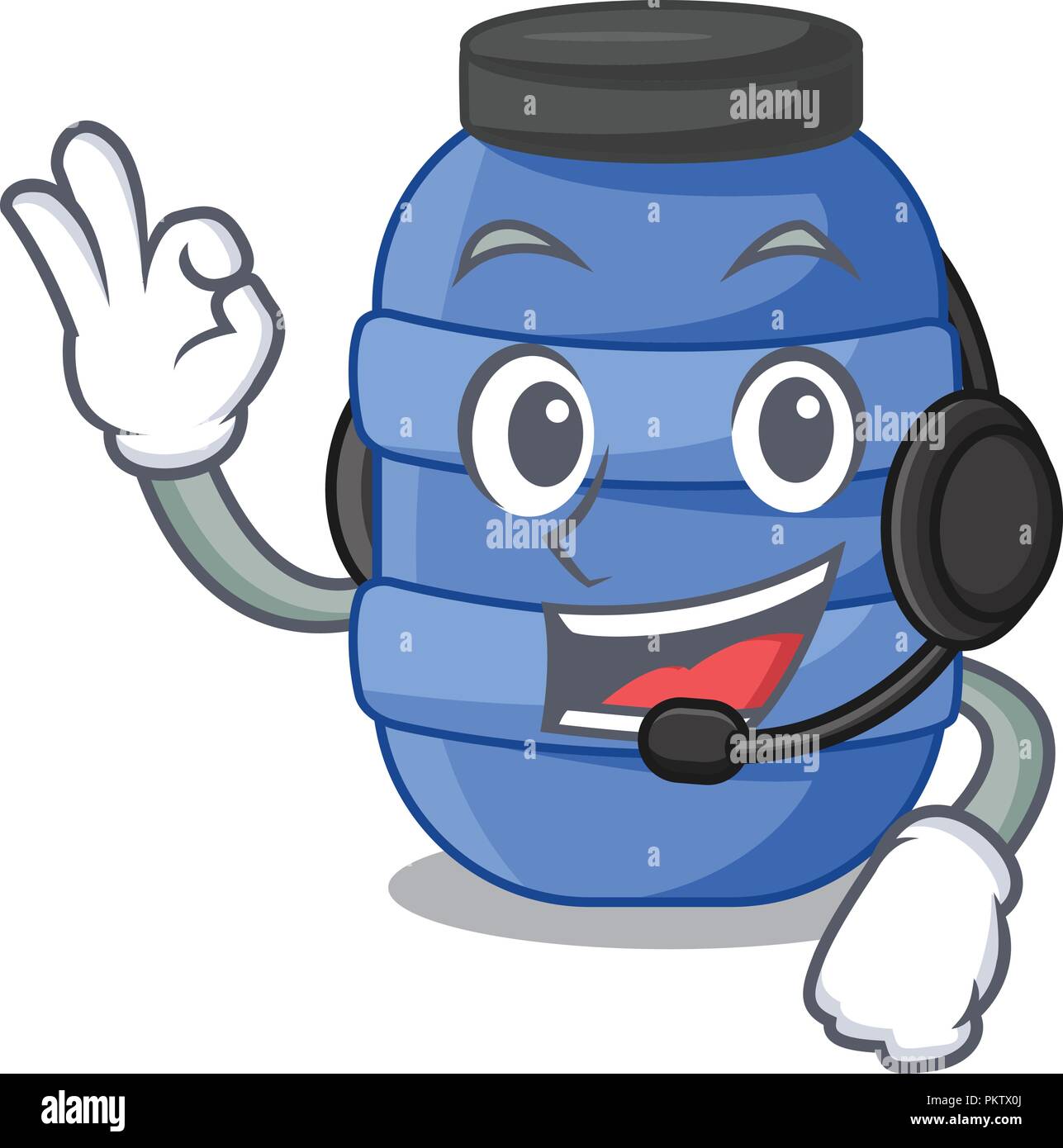 With headphone plastic barrel container for fish cartoon Stock Vector ...