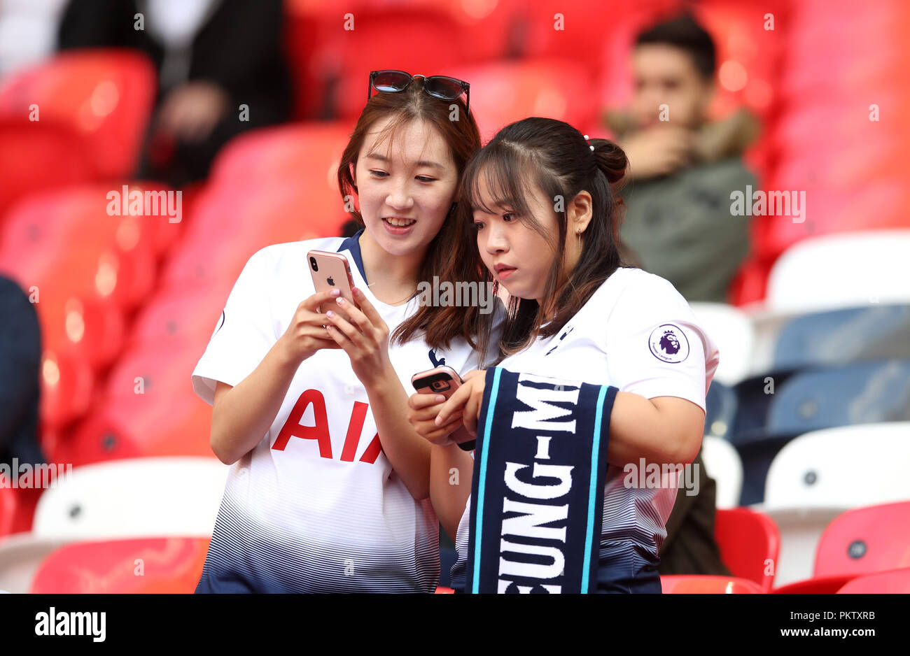 Tottenham Hotspur fans in the stands prior to the Premier League match ...