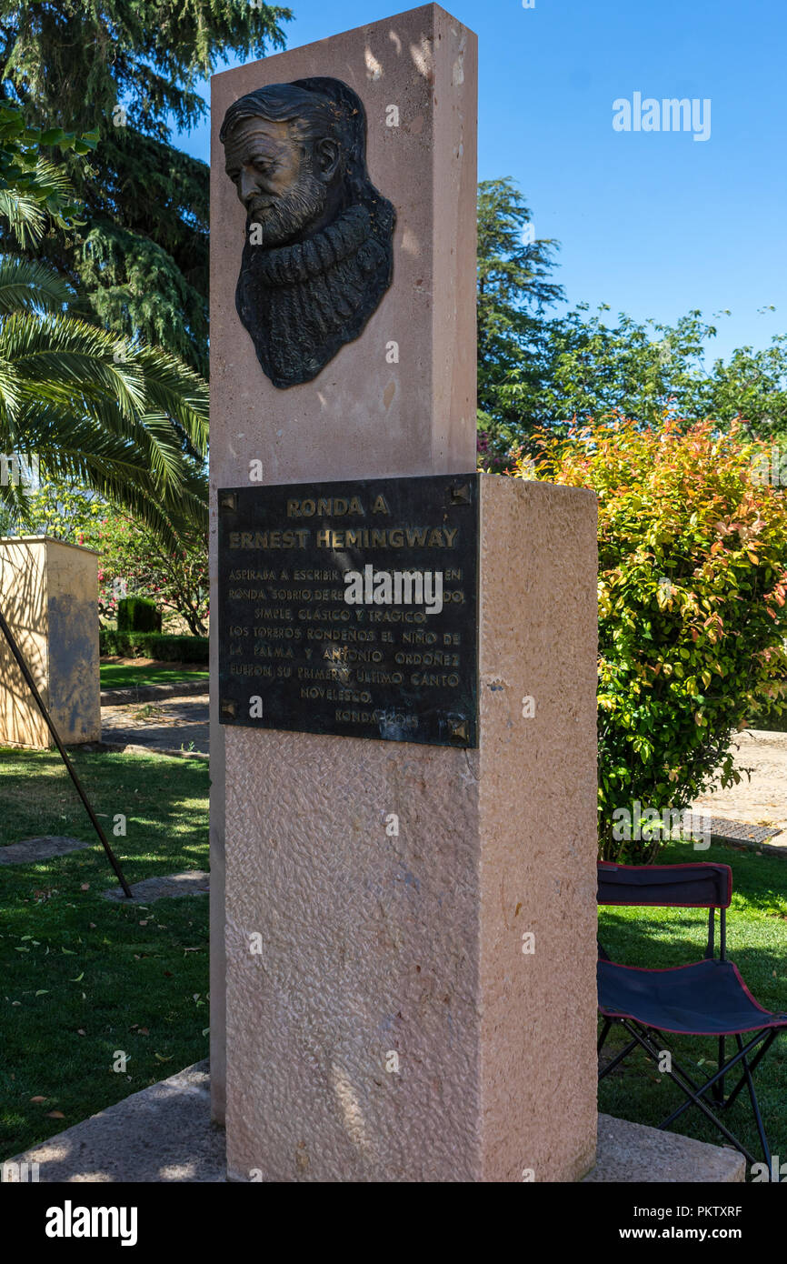 Ronda, Spain - 21 June 2017: The resting place of famous author Ernest ...