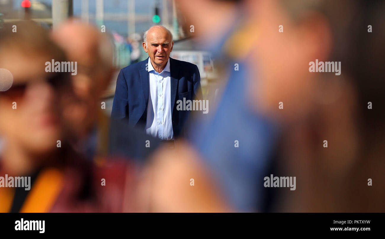 Liberal Democrats leader Sir Vince Cable arrives at the Hilton ...