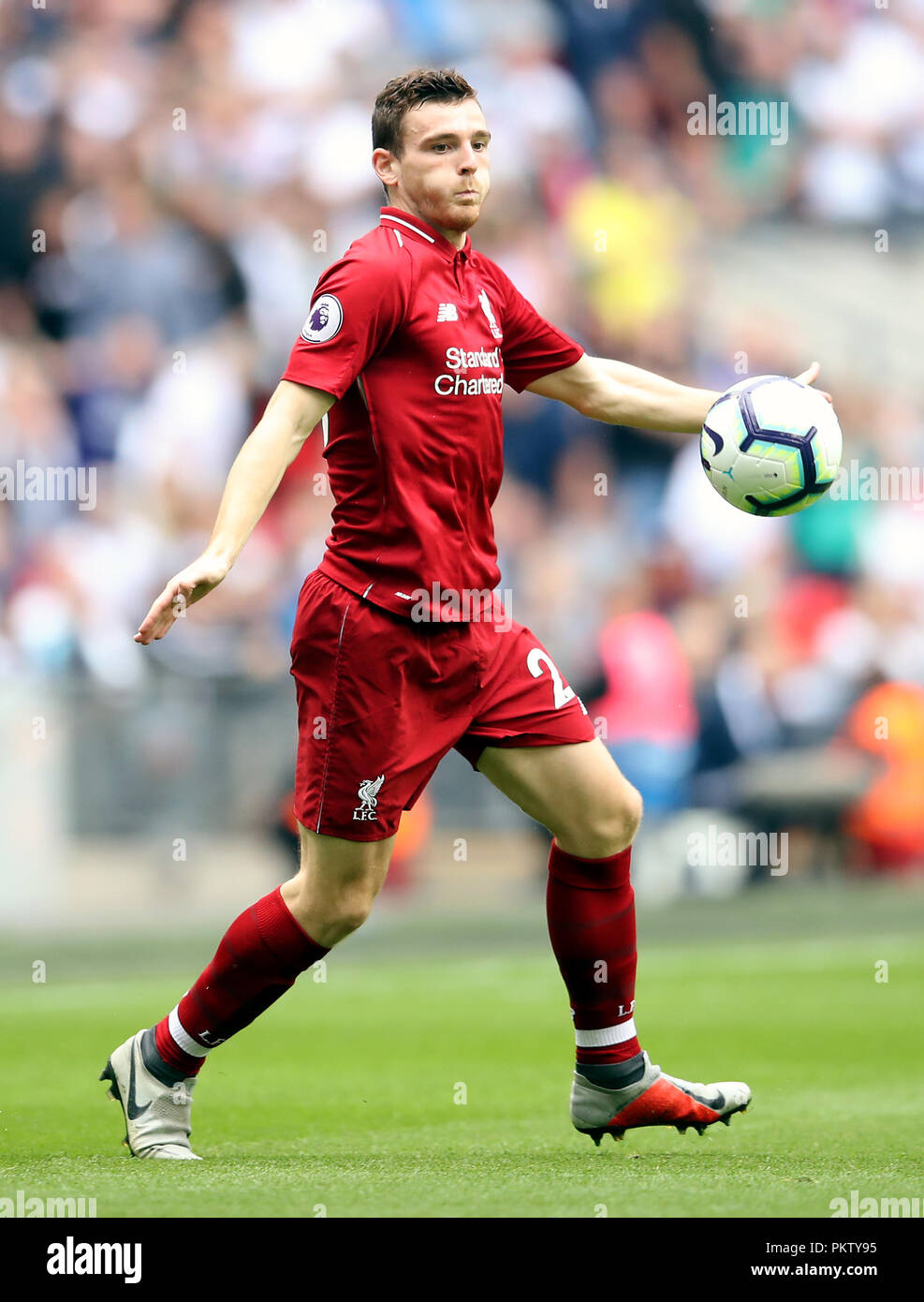 Liverpool's Andrew Robertson during the Premier League match at Wembley ...