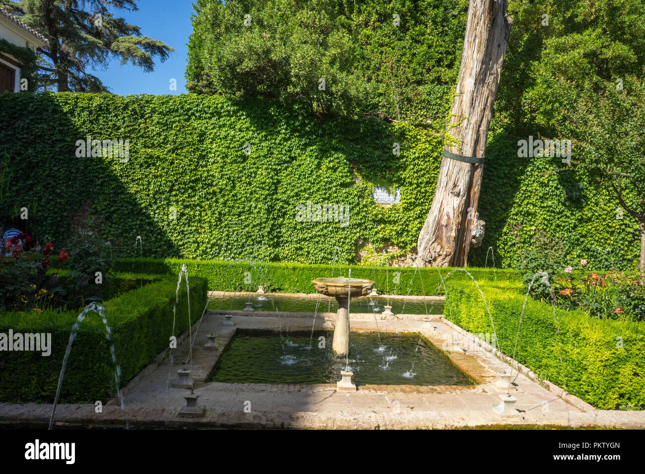 Granada, Spain - 23 June 2017: Cool Water fountain in the Alhambra in ...