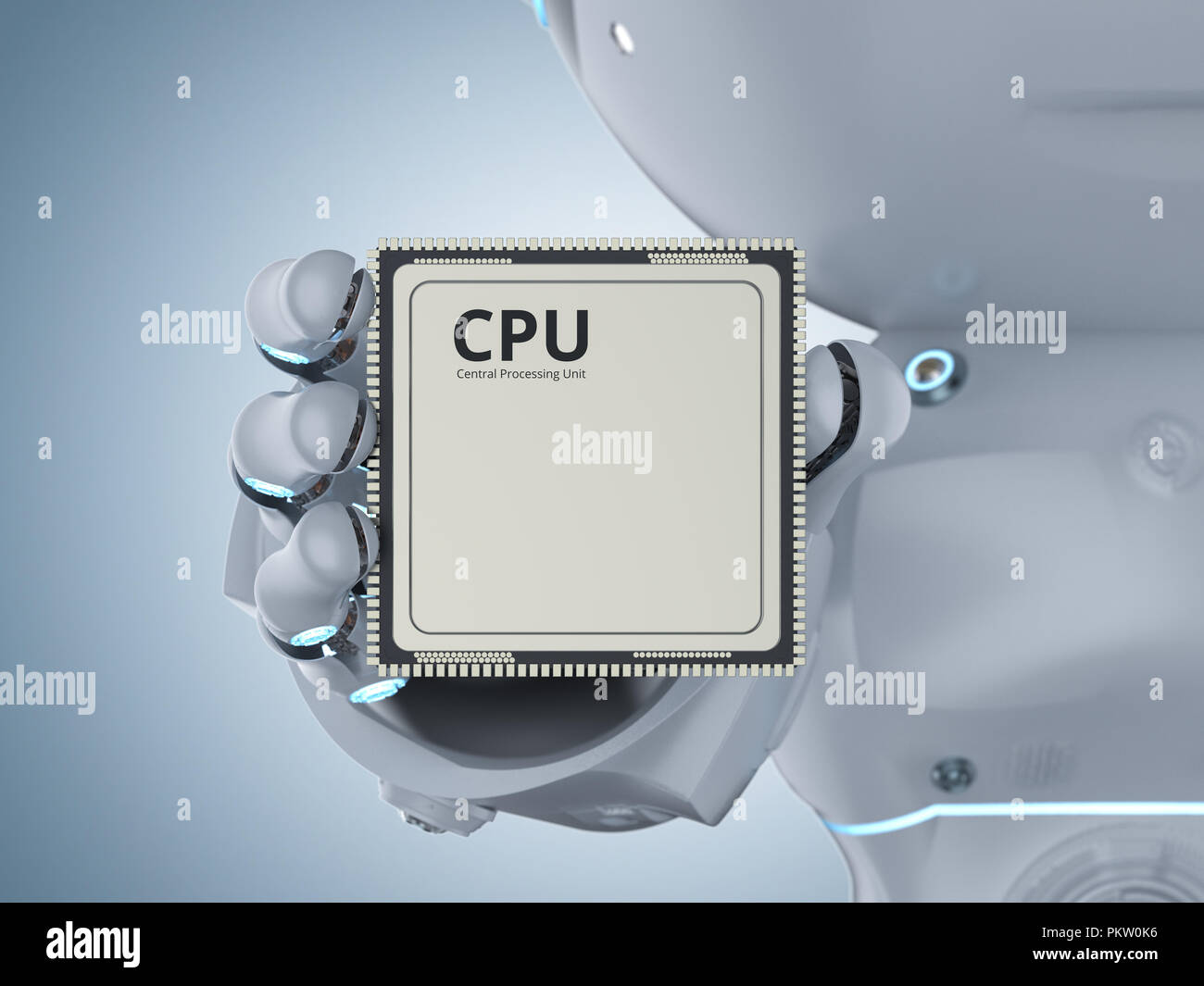 3d rendering mini robot with cpu chip Stock Photo - Alamy