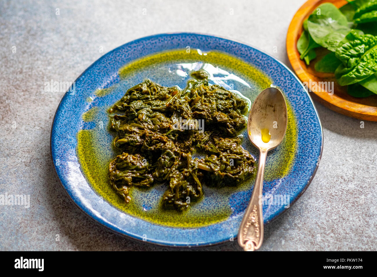 Pkaila or Bkeila Long-Cooked Spinach Stock Photo - Alamy