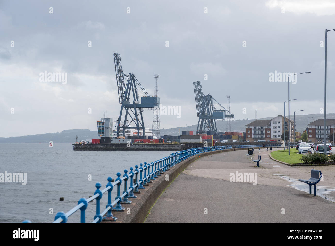 The Greenock Esplanade looking East to greenock Docks on a btight ...