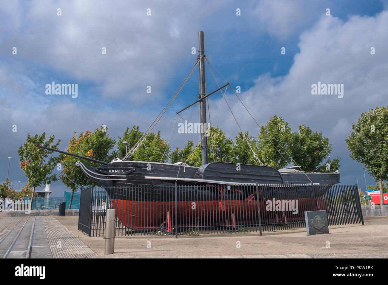 Port Glasgow, Scotland, UK - September 13, 2018: The Comet now restored ...