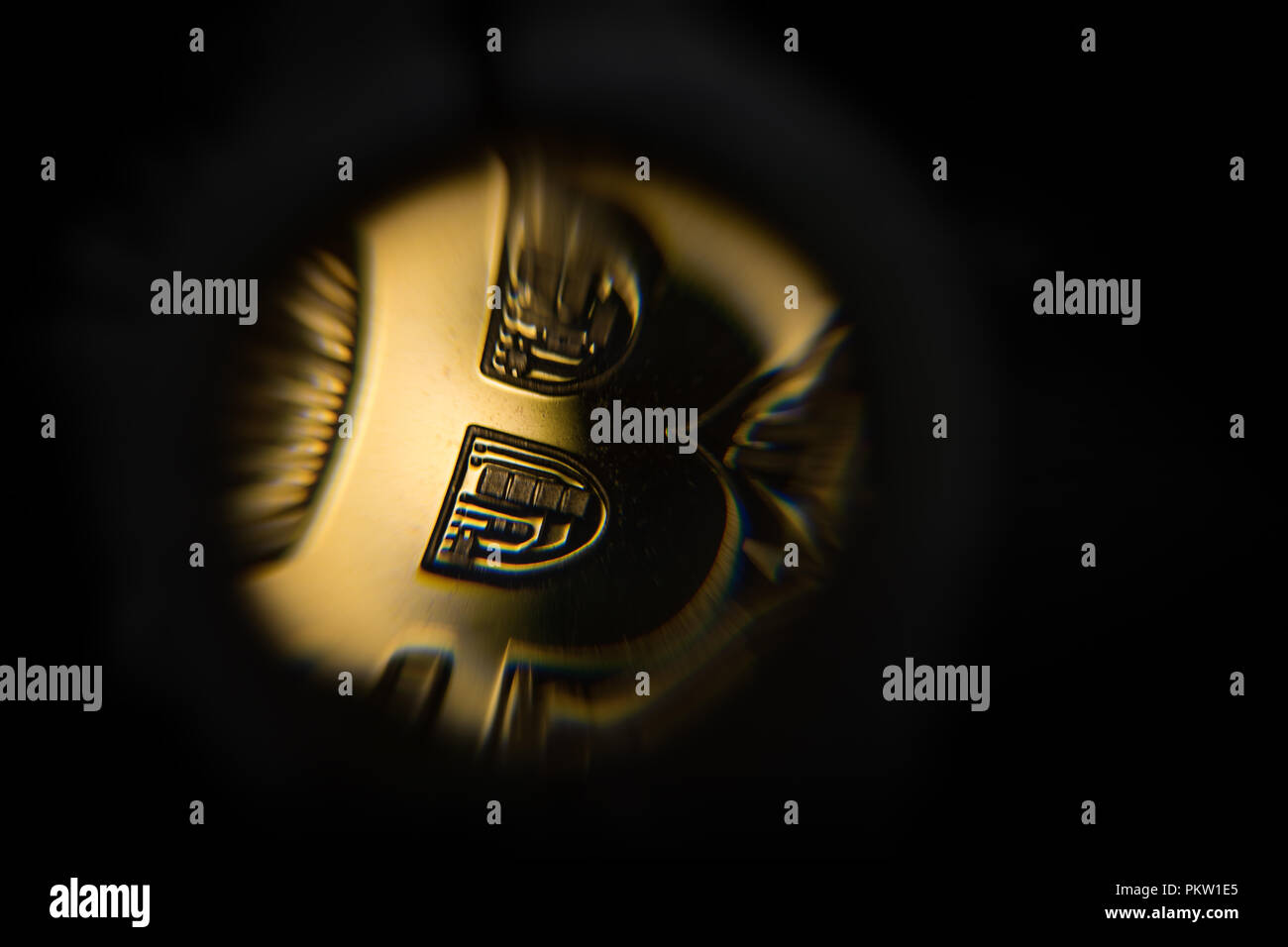 Bitcoin under loupe, you can see details of the surface structure ...