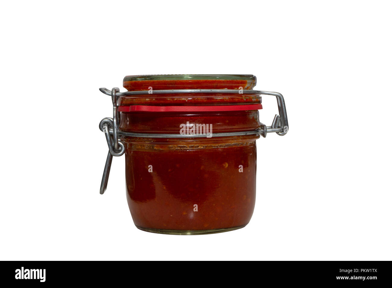 homemade fresh tomato sauce jar. Ragout sauce. isolated on white ...