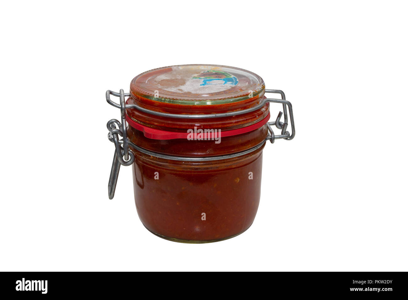 homemade fresh tomato sauce jar. Ragout sauce. isolated on white ...