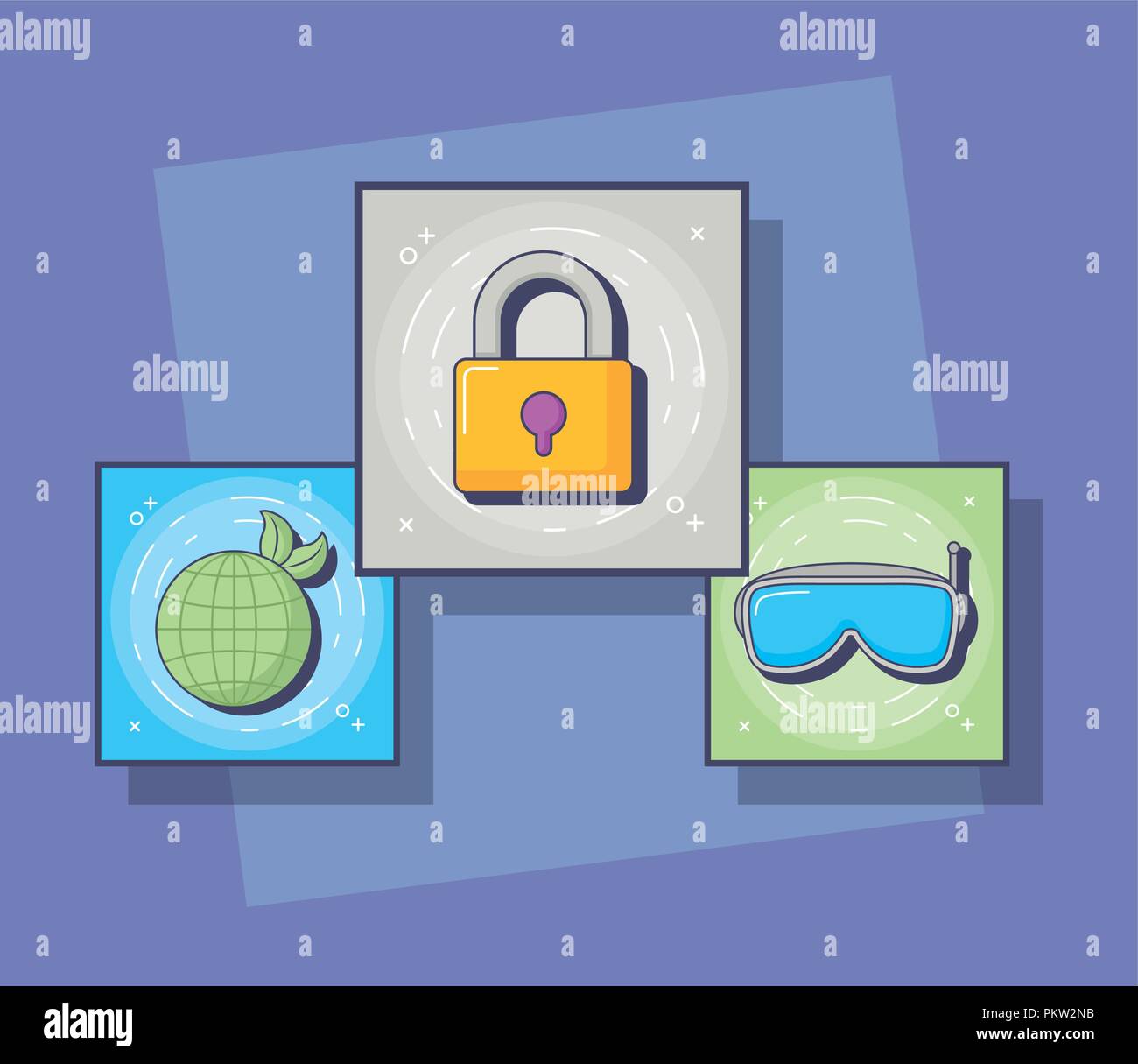innovation and technology icon set over purple background, vector ...