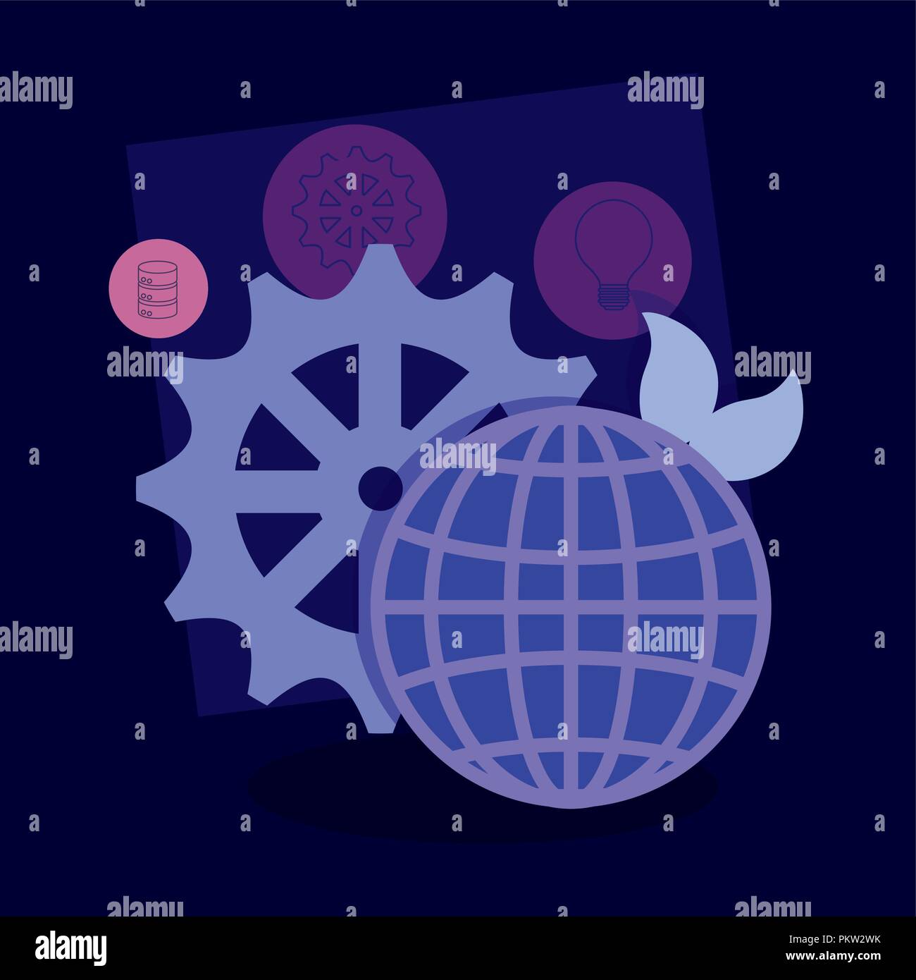 innovation and technology design with gear wheel and related icons ...