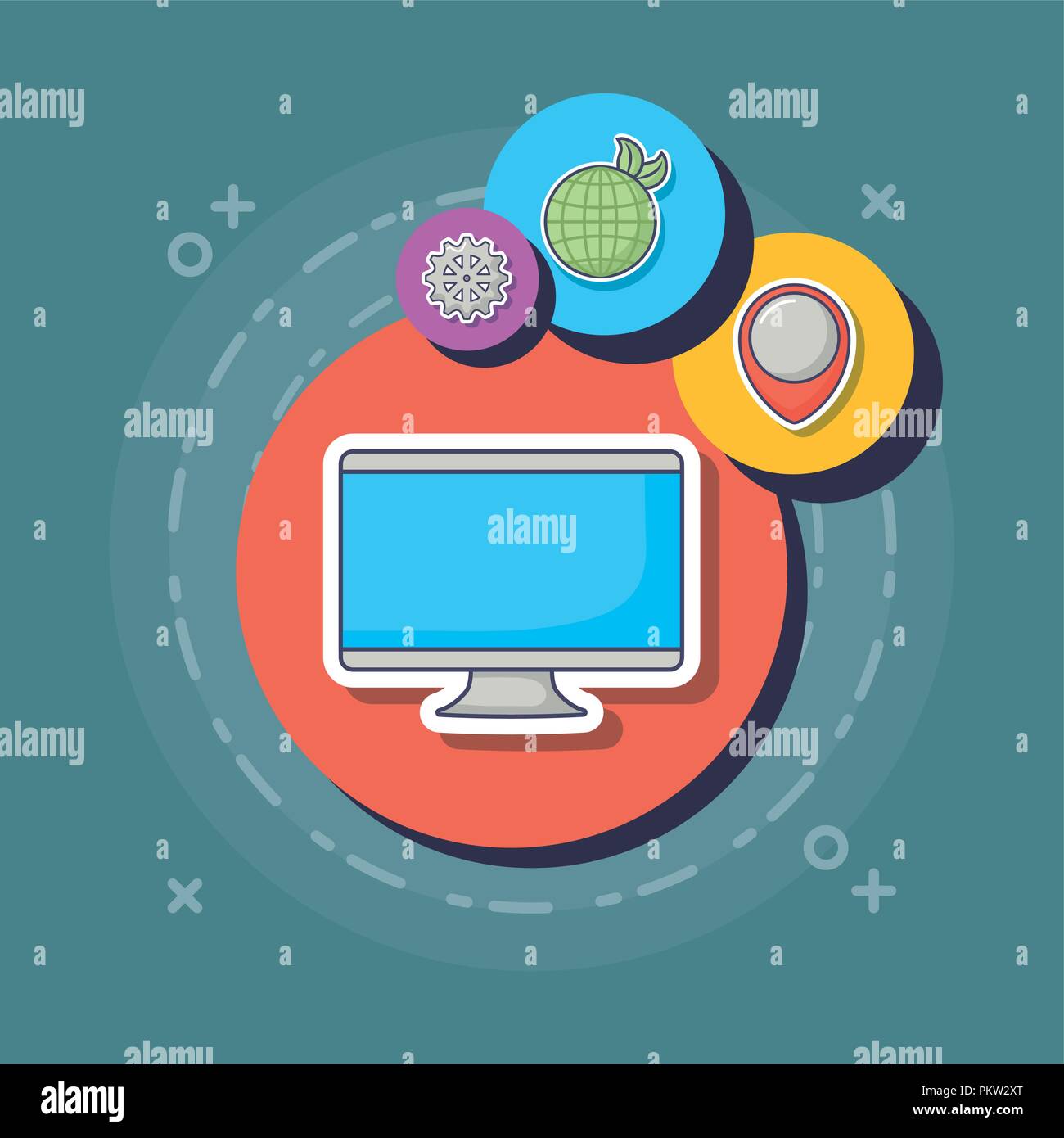 innovation and technology design with computer and related icons around ...