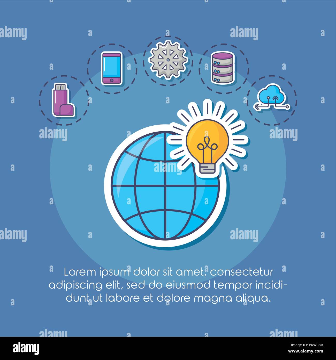 infographic of innovation and technology concept with global sphere ...