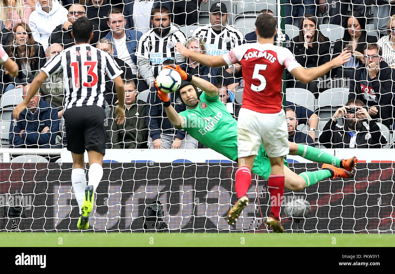 Arsenal goalkeeper Petr Cech saves an attempt on goal during the ...