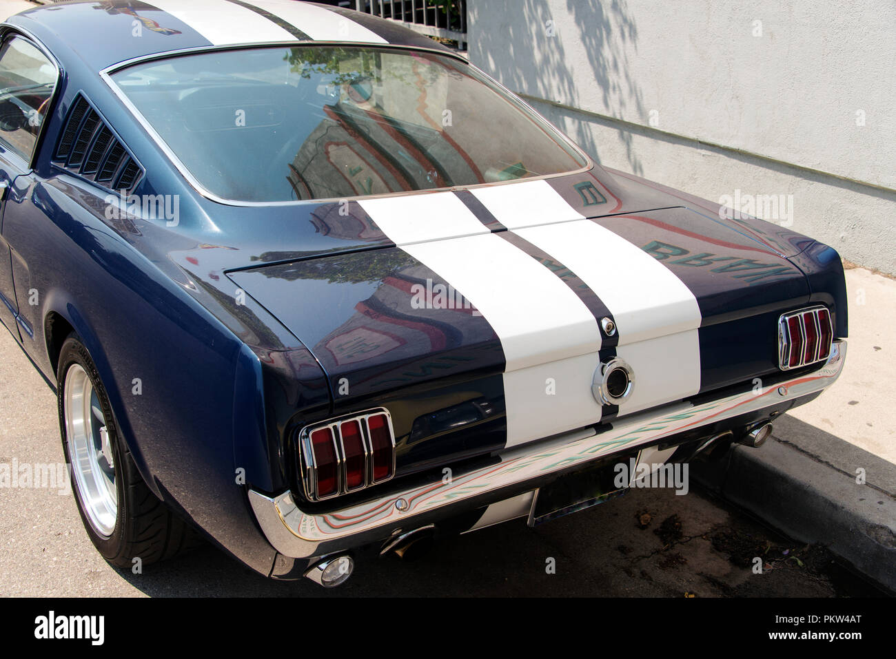 A view of a classic vintage pick up truck car in the street in LA Stock ...