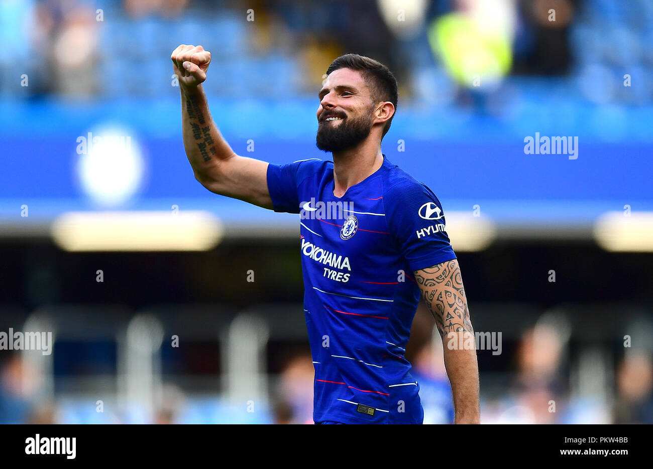 Chelseas Olivier Giroud Acknowledges The Fans After The Final Whistle