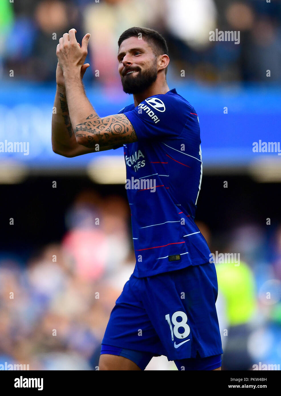 Chelseas Olivier Giroud Acknowledges The Fans After The Final Whistle