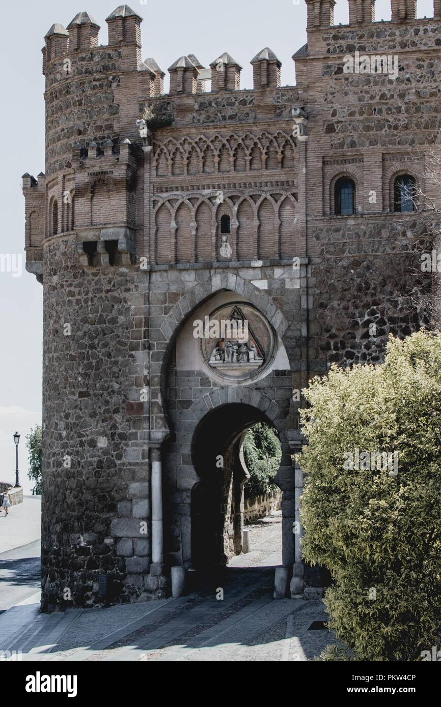 Medieval city gate Puerta del Sol in Toledo, Spain Stock Photo - Alamy