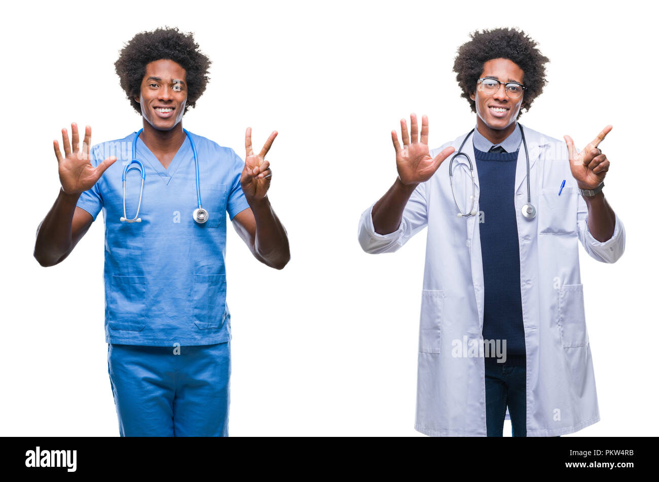 Collage of african american young surgeon, nurse, doctor man over ...