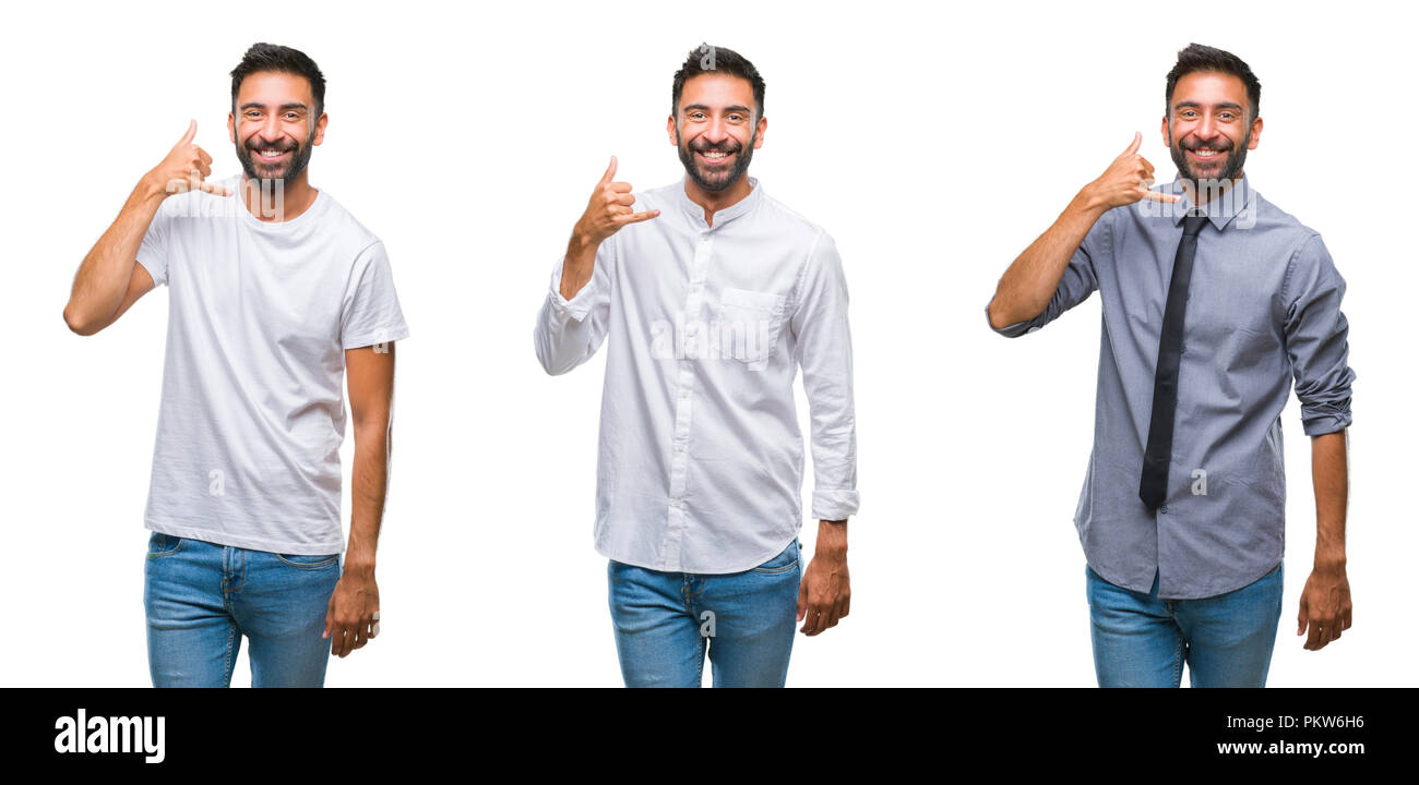 Collage of handsome young indian man over isolated background shouting ...