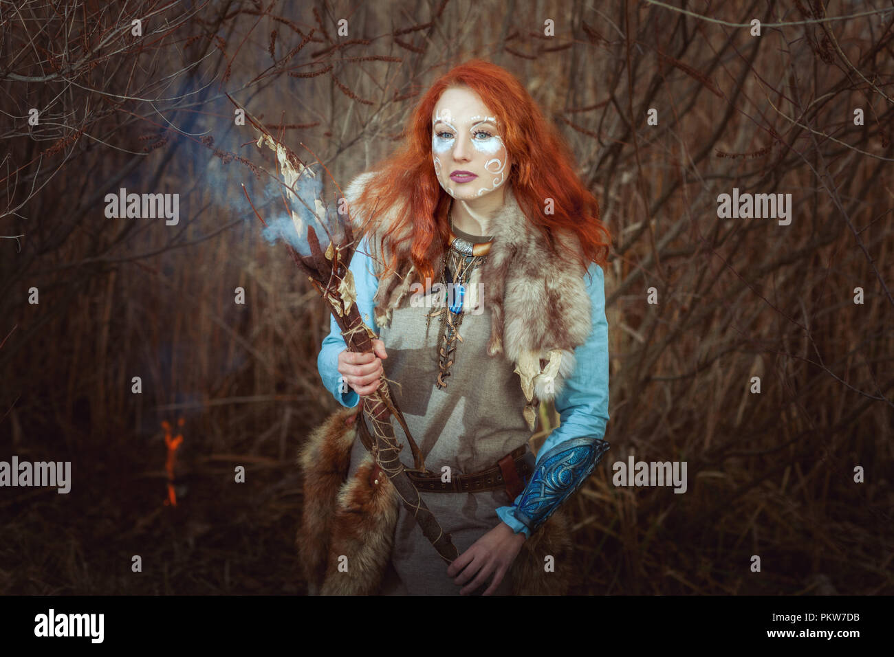 Pagan woman is a shaman during a witchcraft ritual Stock Photo - Alamy