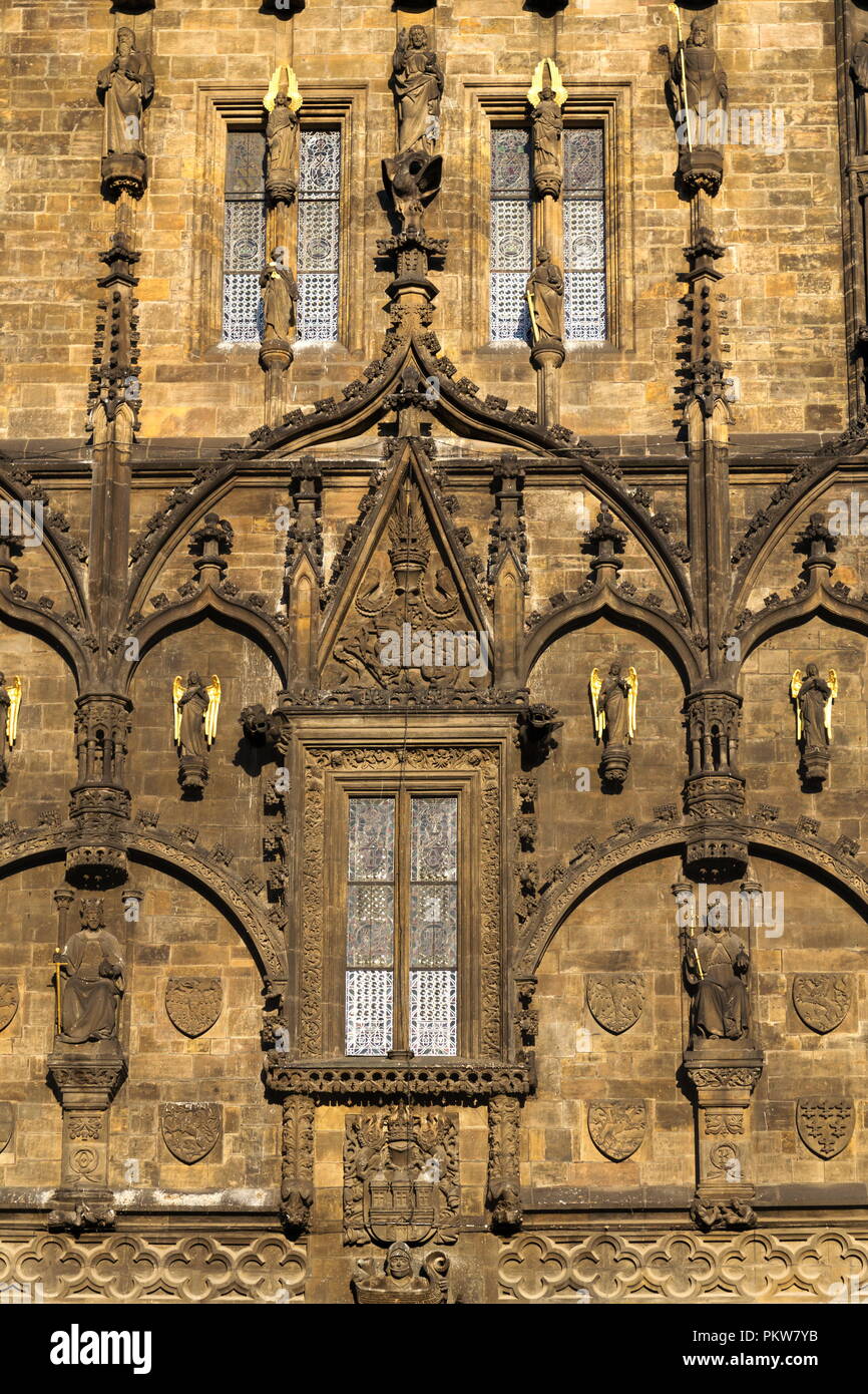 Powder Gate Tower architecture detail, Kings Road, Old Town, Prague ...