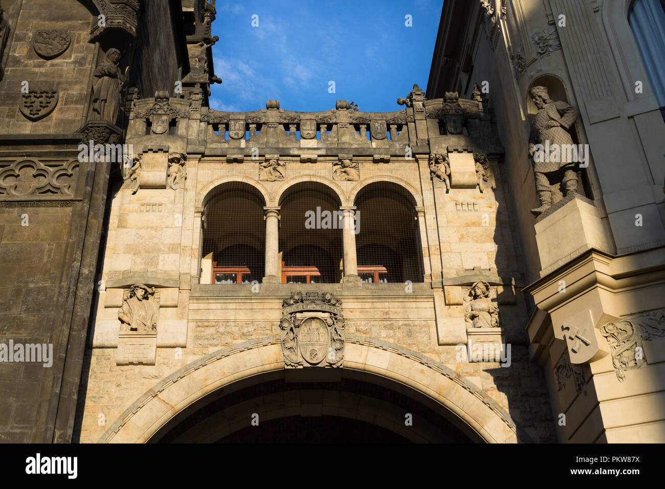 Powder Gate Tower architecture detail, Kings Road, Old Town, Prague ...