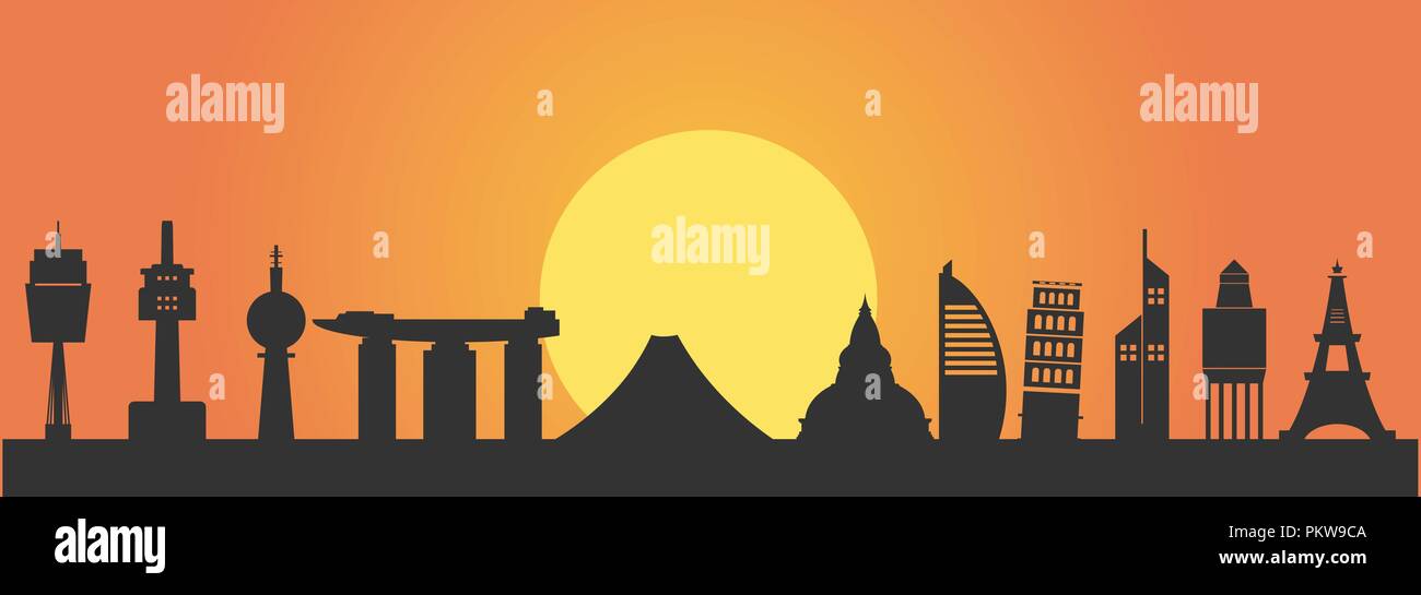 International City Skyline Silhouette vector and illustration Stock ...