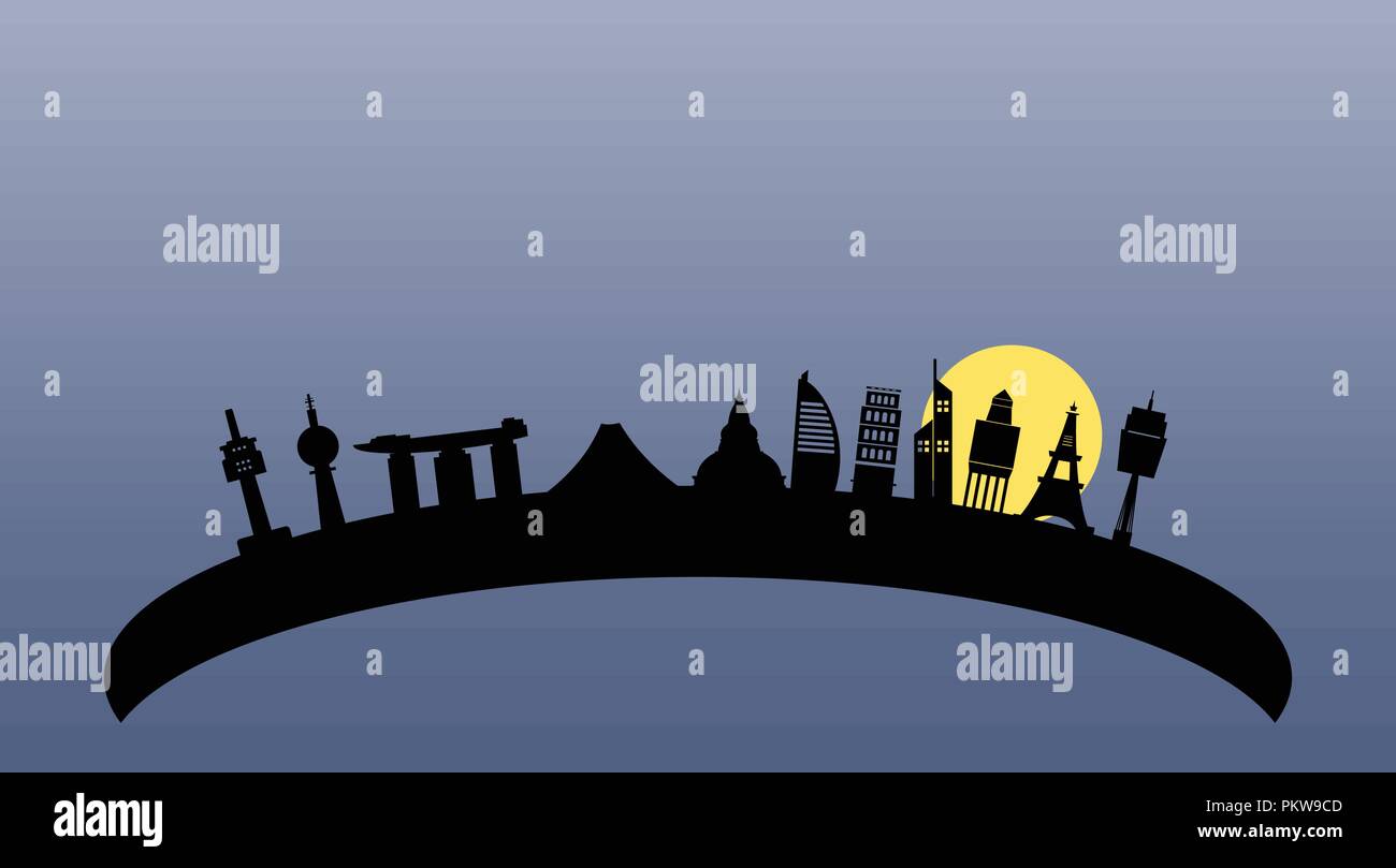 International City Skyline Silhouette vector and illustration Stock ...