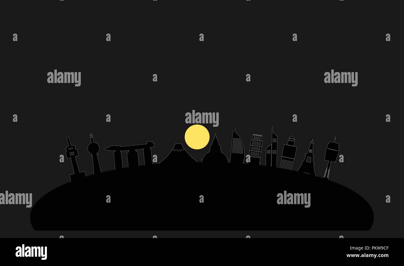 International City Skyline Silhouette vector and illustration Stock ...