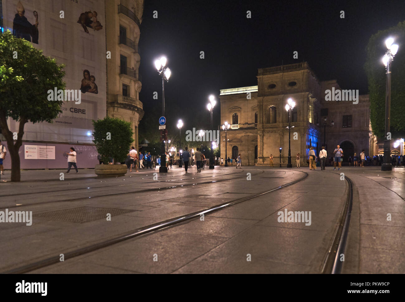 Seville city scene at Night. Andalusia, Spain Stock Photo - Alamy