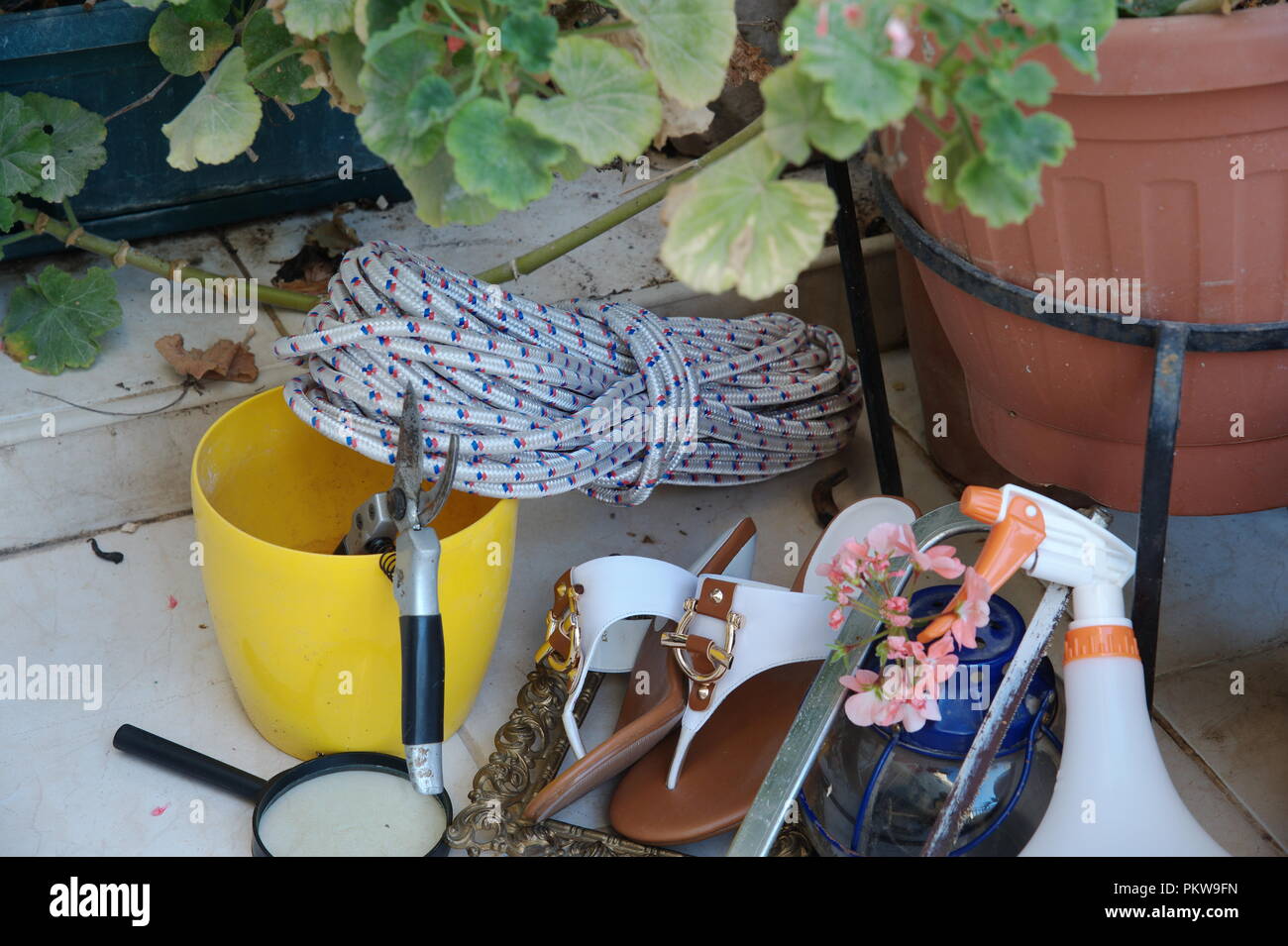 mix tools for gardening hobby Stock Photo - Alamy