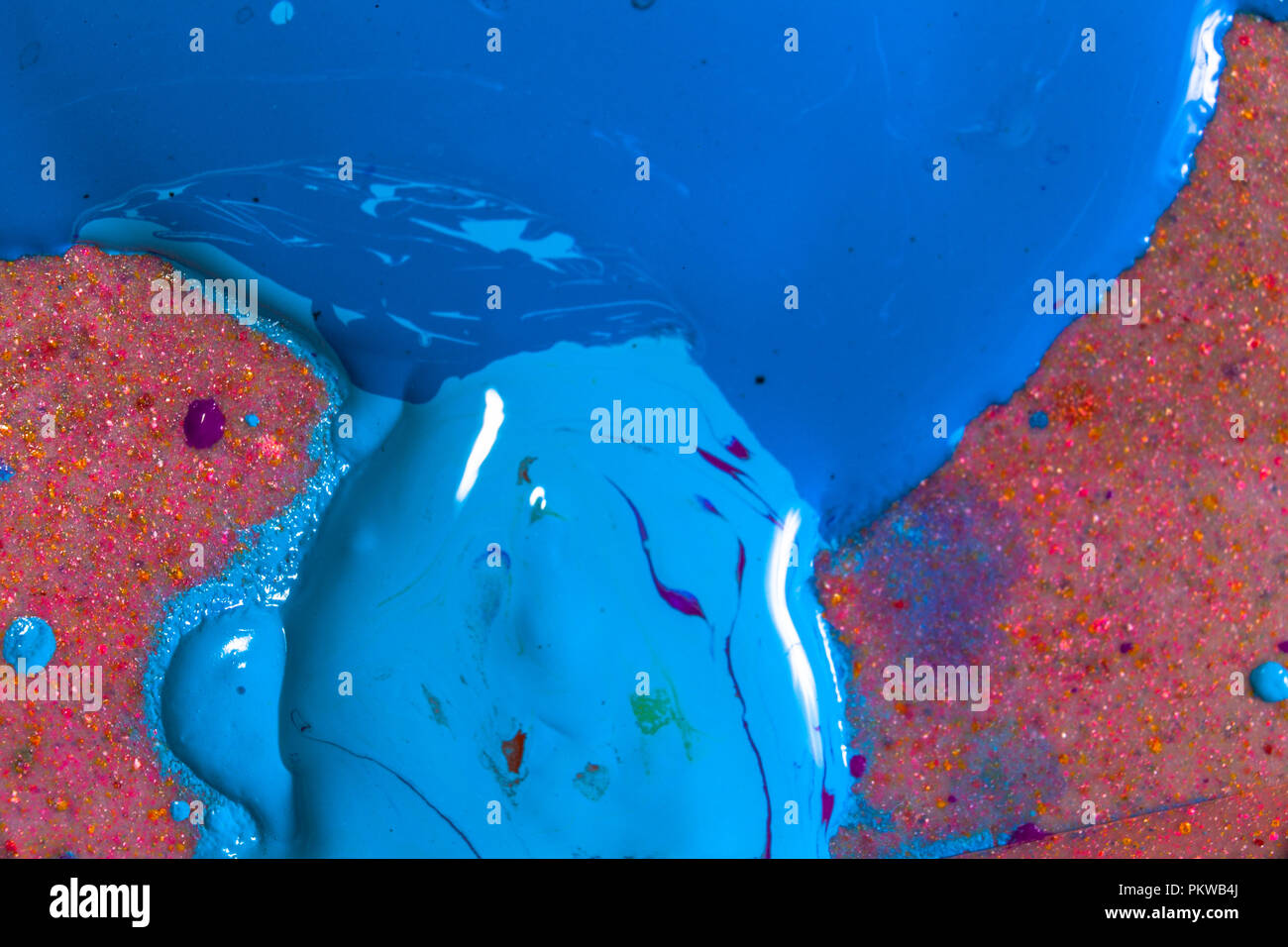 colorful of screen printing ink dropped on the ground made an abstract ...